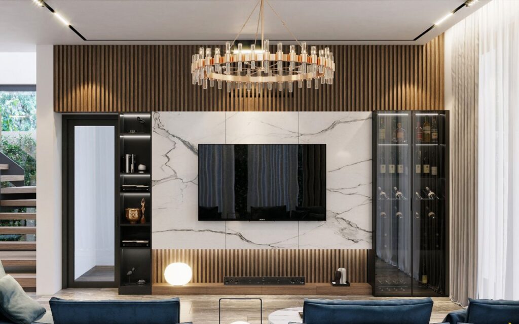 Mẫu vách tivi đẹp và sang trọng cho phòng khách (2025)